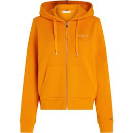 Kapuzensweatshirt Tommy Hilfiger Curve "CRV 1985 REG MINI CORP ZP HOODIE" Gr. 46, orange (rich ochre) Damen Sweatshirts -jacken Große Größen