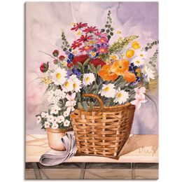 Wandbild Artland "Stillleben mit Kürbissen" Bilder Gr. B/H: 60 cm x 80 cm, Leinwandbild Blumen, 1 St., bunt Kunstdrucke