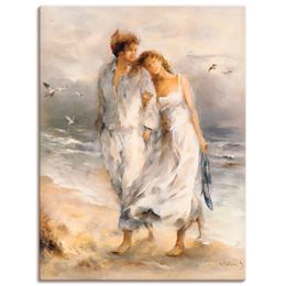 Wandbild Artland "Verliebt" Bilder Gr. B/H: 60 cm x 80 cm, Leinwandbild Paar Hochformat, 1 St., beige (naturfarben) Kunstdrucke