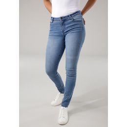 Skinny-fit-Jeans Tamaris Gr. 34, N-Gr, blau (midblue used) Damen Jeans Röhrenjeans Bestseller