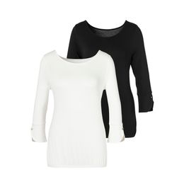 3/4-Arm-Shirt Vivance Gr. 32/34, beige (creme, schwarz) Damen Shirts Jersey