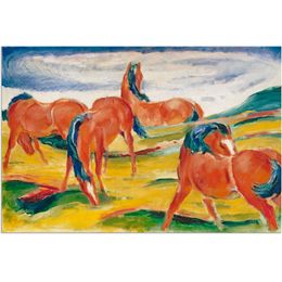 Wandbild Artland "Weidende Pferde III. 1910" Bilder Gr. B/H: 90 cm x 60 cm, Alu-Dibond-Druck Haustiere, 1 St., braun Kunstdrucke