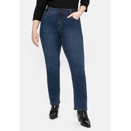 Stretch-Jeans sheego "Große Größen" Gr. 1, Normalgrößen, blau (dark blue denim) Damen Jeans Stretch