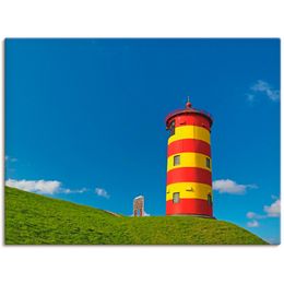 Leinwandbild Artland "Pilsumer Leuchtturm" Bilder Gr. B/H: 80 cm x 60 cm, Gebäude, 1 St., blau Leinwandbilder