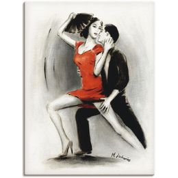 Wandbild Artland "Leidenschaftliches Tanzpaar" Bilder Gr. B/H: 60 cm x 80 cm, Leinwandbild Menschen Hochformat, 1 St., rot Kunstdrucke