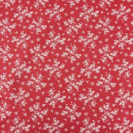 OTTO Stoff Baumwollstoff Trachtenstoff Blumen rot beige 1,4m Breite