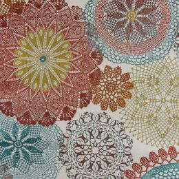 OTTO Stoff Möbelstoff Dekostoff Doily Mandala Blumen terra petrol, blau