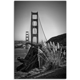 Wandbild Artland "San Francisco Golden Gate Bridge" Bilder Gr. B/H: 60 cm x 90 cm, Leinwandbild Amerika, 1 St., schwarz Kunstdrucke