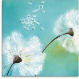 Wanduhr Artland "Pusteblumen" Wanduhren Gr. B/H/T: 30 cm x 30 cm x 1,7 cm, Funkuhr, blau Wanduhren