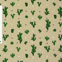 OTTO Stoff Dekostoff Halbpanama Leinenlook natur Kakteen Kaktus 1,40m Breite, beige