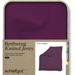 Bettbezug Schlafgut "Knitted Jersey uni, aus Bio-Baumwolle mit Elasthan, Reißverschluss" Bettbezüge Gr. B/L: 200 cm x 200 cm, lila (purple deep) Jersey-Bettwäsche