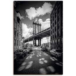 Wandbild Artland "Manhattan Bridge in Brooklyn, New York" Bilder Gr. B/H: 60 cm x 90 cm, Leinwandbild New York Hochformat, 1 St., schwarz Kunstdrucke