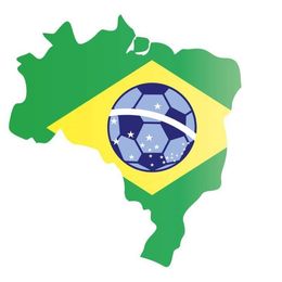 Wandtattoo Wall-Art "Brasilien Karte mit Fußball" Wandtattoos Gr. B/H/T: 110 cm x 119 cm x 0,1 cm, -, bunt (mehrfarbig) Wandtattoos Wandsticker