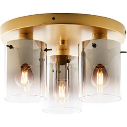 Deckenleuchte Brilliant "Osaki" Lampen Gr. Ø 30 cm Höhe: 17,6 cm, goldfarben (goldfarben, rauchglas) Deckenlampen
