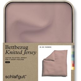 Bettbezug Schlafgut "Knitted Jersey uni, aus Bio-Baumwolle mit Elasthan, Reißverschluss" Bettbezüge Gr. B/L: 240 cm x 220 cm, lila (purple mid) Jersey-Bettwäsche