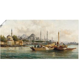 Wandbild Artland "Handelsschiffe vor Hagia Sophia" Bilder Gr. B/H: 150 cm x 75 cm, Poster Boote & Schiffe, 1 St., blau Kunstdrucke