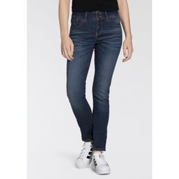 Slim-fit-Jeans LTB "MOLLY HIGH SMU" Gr. 28, Länge 32, blau (sian wash) Damen Jeans 5-Pocket-Jeans Röhrenjeans