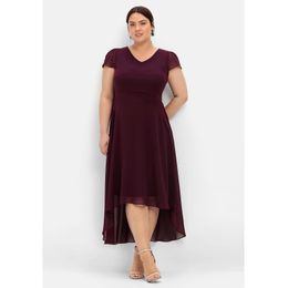 Abendkleid sheego "Große Größen" Gr. 54, Normalgrößen, lila (aubergine) Damen Kleider Knielange