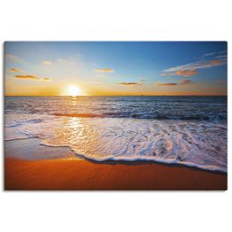 Wandbild Artland "Sonnenuntergang und das Meer" Bilder Gr. B/H: 120 cm x 80 cm, Leinwandbild Strand Querformat, 1 St., blau Kunstdrucke