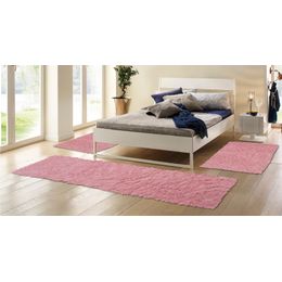 Böing Carpet Bettumrandung BÖING CARPET "Flokati 1500 g" Gr. B/L (Brücke): 70 cm x 140 cm (2 St.) B/L (Läufer): 70 cm x 270 cm (1 St.), U-förmig, rosa (rosé) Bettumrandungen