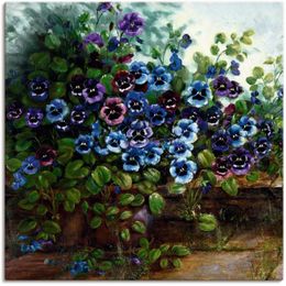 Wandbild Artland "Stiefmütterchen II" Bilder Gr. B/H: 100 cm x 100 cm, Leinwandbild Blumen, 1 St., blau Kunstdrucke