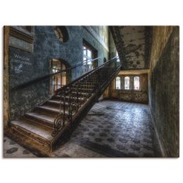 Wandbild Artland "Lost Place - Treppen" Bilder Gr. B/H: 80 cm x 60 cm, Leinwandbild Architektonische Elemente Querformat, 1 St., grau Kunstdrucke