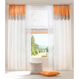Raffrollo my home "Sorel" Raffrollos Gr. 140 cm, Klettband, 140 cm, orange (kürbis) Raffrollos transparent