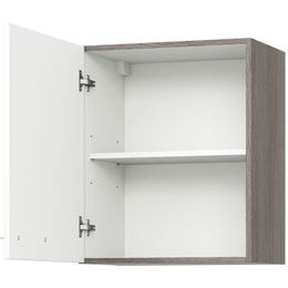 Hängeschrank KOCHSTATION "KS-Trea O60-60" Schränke Gr. B/H/T: 60 cm x 60 cm x 35 cm, Türanschlag links, 1 St., weiß (weiß, eichefarben grau) Hängeschränke