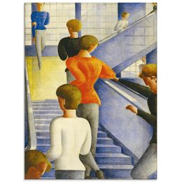 Glasbild Artland "Bauhaustreppe. 1932" Bilder Gr. B/H: 60 cm x 80 cm, Glasbild Gruppen & Familien Hochformat, 1 St., blau Glasbilder