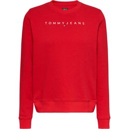 Sweatshirt Tommy Jeans "TJW REG LINEAR CREW EXT" Gr. S (36), rot (deep_crimson) Damen Sweatshirts