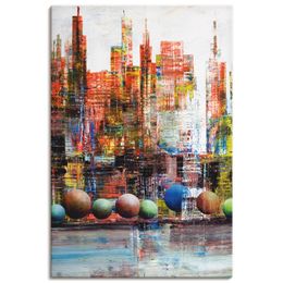 Wandbild Artland "New York Stadtansicht" Bilder Gr. B/H: 60 cm x 90 cm, Leinwandbild Amerika Hochformat, 1 St., rot Kunstdrucke