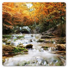 Glasbild Wall-Art "Autumn Waterfall" Bilder Gr. B/H: 50 cm x 50 cm, grün (orange grün) Glasbilder