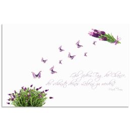 Küchenrückwand Artland "Lila Schmetterlinge an Lavendel" Spritzschutzwände Gr. B/H: 100 cm x 65 cm, weiß Küchendekoration