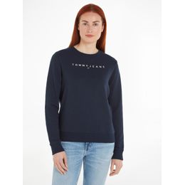 Sweatshirt Tommy Jeans "TJW REG LINEAR CREW EXT" Gr. S (36), blau (dark_night_navy) Damen Sweatshirts