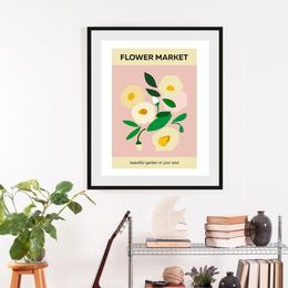 Bild queence "Flower Market" Bilder Gr. B/H: 50 cm x 70 cm, Wandbild Blumen Hochformat, 1 St., bunt (gelb, grün, beige) Kunstdrucke