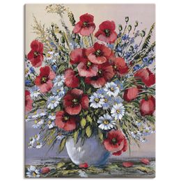 Wandbild Artland "Rote Mohnblumen" Bilder Gr. B/H: 60 cm x 80 cm, Leinwandbild Blumen Hochformat, 1 St., rot Kunstdrucke