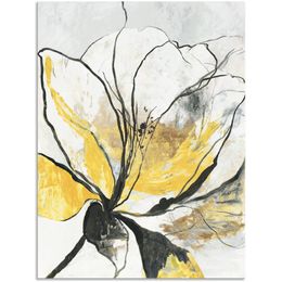 Wandbild Artland "Umrissenes Blumenmuster I gelbe Version" Bilder Gr. B/H: 60 cm x 80 cm, Alu-Dibond-Druck Blumenbilder Hochformat, 1 St., gelb Kunstdrucke