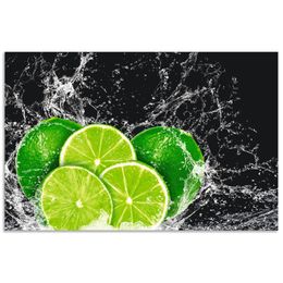 Küchenrückwand Artland "Limone mit Spritzwasser" Spritzschutzwände Gr. B/H: 100 cm x 65 cm, grün Küchendekoration