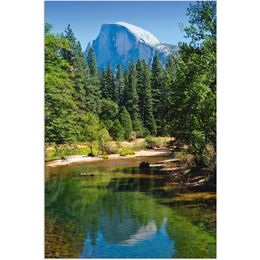 Wandbild Artland "Yosemite Valley Half Dome River of Mercy" Bilder Gr. B/H: 60 cm x 90 cm, Alu-Dibond-Druck Gewässer, 1 St., grün Kunstdrucke