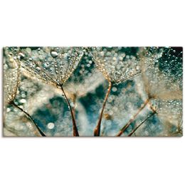 Wandbild Artland "Pusteblume Regenschauer" Bilder Gr. B/H: 100 cm x 50 cm, Leinwandbild Blumen, 1 St., grau Kunstdrucke