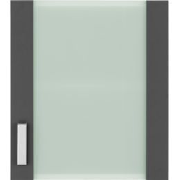 Wiho-Küchen Glashängeschrank WIHO KÜCHEN "Husum" Schränke Gr. B/H/T: 50 cm x 56,5 cm x 35 cm, grau (front: anthrazit, korpus: weiß) Hängeschränke