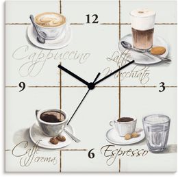 Wanduhr Artland "Cappuccino - Kaffee" Wanduhren Gr. B/H/T: 30 cm x 30 cm x 1,7 cm, Funkuhr, weiß Wanduhren