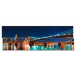 Garderobenleiste Artland "New York Skyline Brooklyn Bridge" Garderobenhalter Gr. B/H/T: 90 cm x 30 cm x 2,8 cm, blau Haken