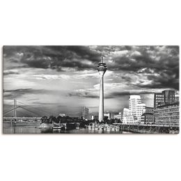 Wandbild Artland "Düsseldorf Collage Skyline 10" Bilder Gr. B/H: 100 cm x 50 cm, Leinwandbild Deutschland, 1 St., schwarz Kunstdrucke