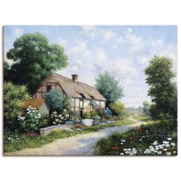 Leinwandbild Artland "Das Landhaus" Bilder Gr. B/H: 80 cm x 60 cm, Gebäude Querformat, 1 St., grün Leinwandbilder