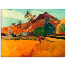 Leinwandbild Artland "Tahitische Landschaft, 1891" Bilder Gr. B/H: 80 cm x 60 cm, Berge Querformat, 1 St., braun Leinwandbilder