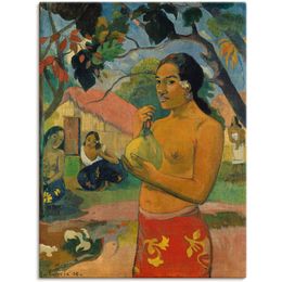 Leinwandbild Artland "Frau die eine Frucht hält" Bilder Gr. B/H: 60 cm x 80 cm, Frau, 1 St., bunt Leinwandbilder
