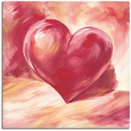 Wandbild Artland "Rosa/rotes Herz" Bilder Gr. B/H: 100 cm x 100 cm, Leinwandbild Herzen, 1 St., rot Kunstdrucke