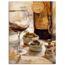 Wandbild Artland "Ausgezeichneter Wein" Bilder Gr. B/H: 60 cm x 80 cm, Leinwandbild Getränke Hochformat, 1 St., braun Kunstdrucke