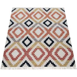 Wollteppich Paco Home "Kenitra 501" Teppiche Gr. B/L: 120 cm x 170 cm, 12 mm, 1 St., bunt (mehrfarbig) Fransenteppich Baumwollteppiche